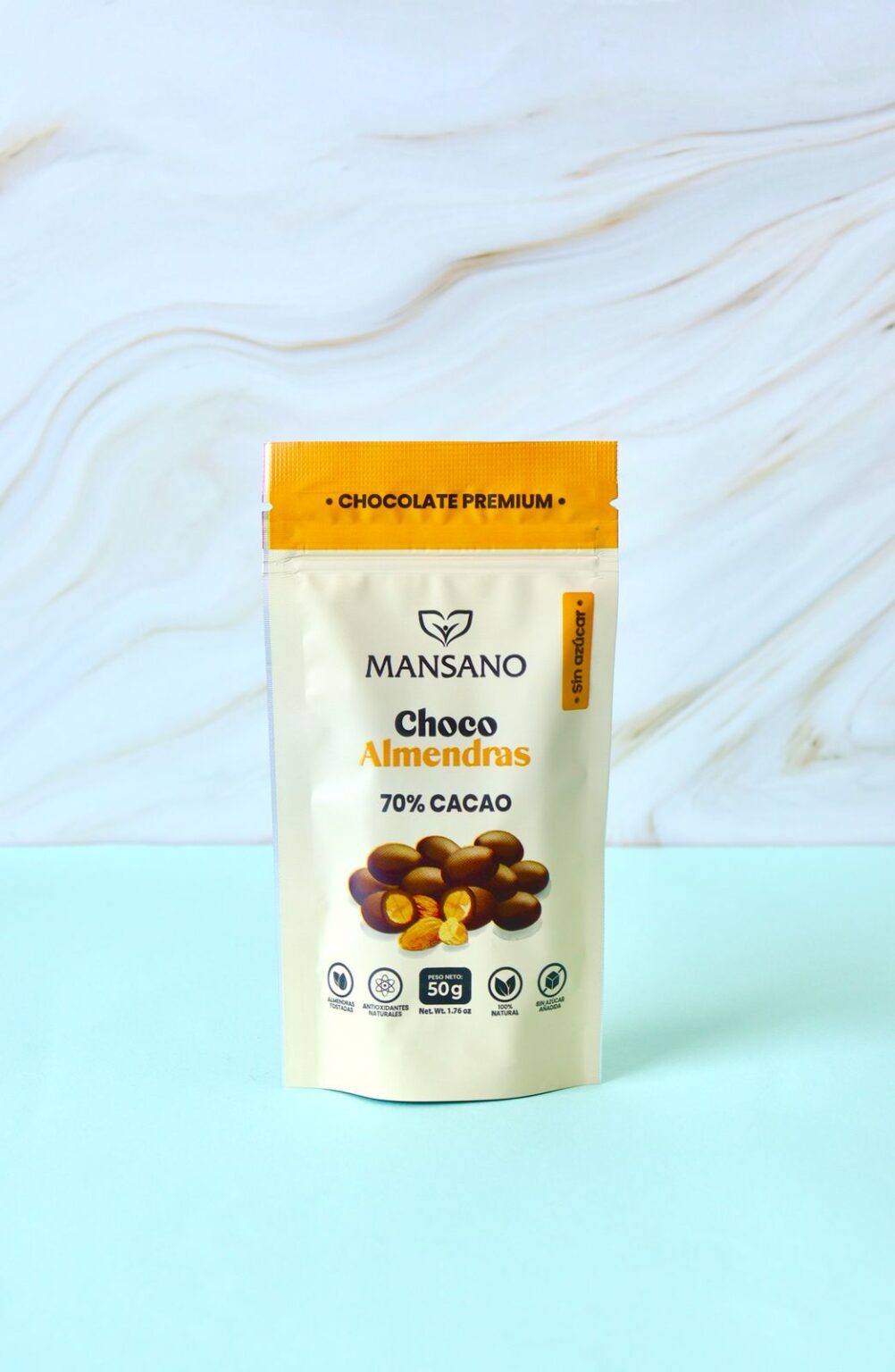 Choco Almendra 70% cacao (sin azúcar) 50g – MANSANO